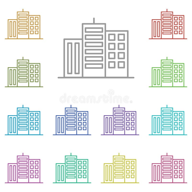 Building Multi Color Icon. Simple Thin Line, Outline of Buildings Icons for Ui and Ux, Website ...