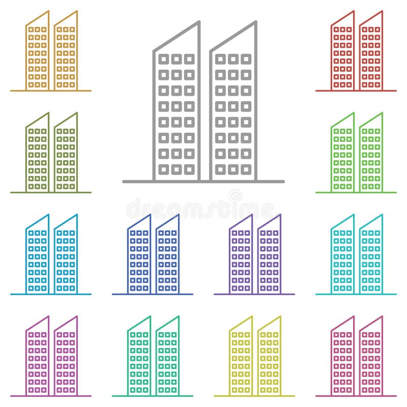 Building Multi Color Icon Simple Thin Line Outline Of Buildings Icons For Ui And Ux Website