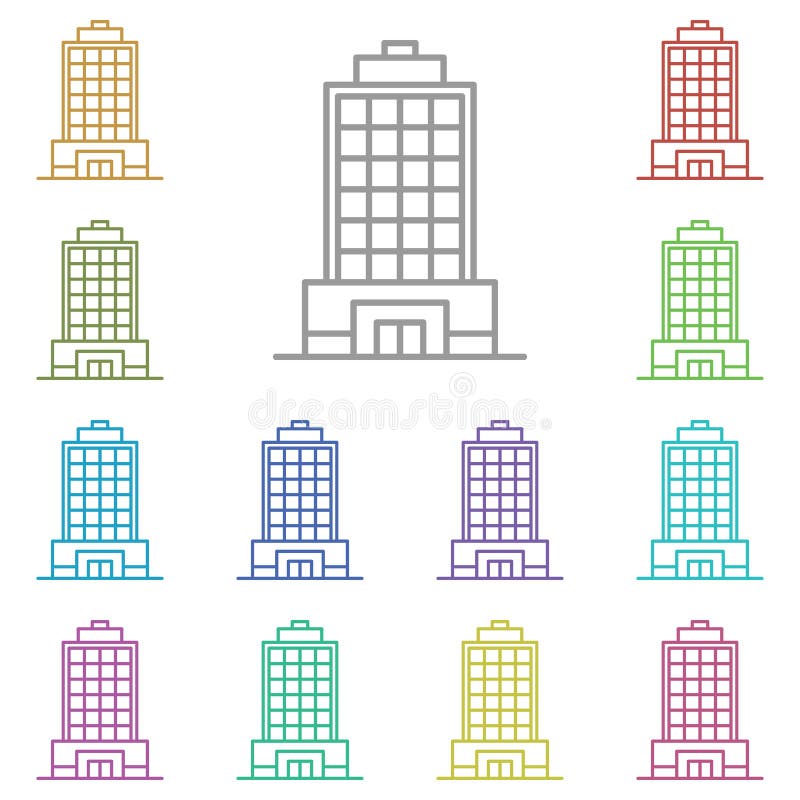 Building Multi Color Icon. Simple Thin Line, Outline of Buildings Icons for Ui and Ux, Website ...