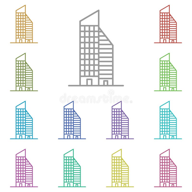 Building Multi Color Icon Simple Thin Line Outline Of Buildings Icons For Ui And Ux Website