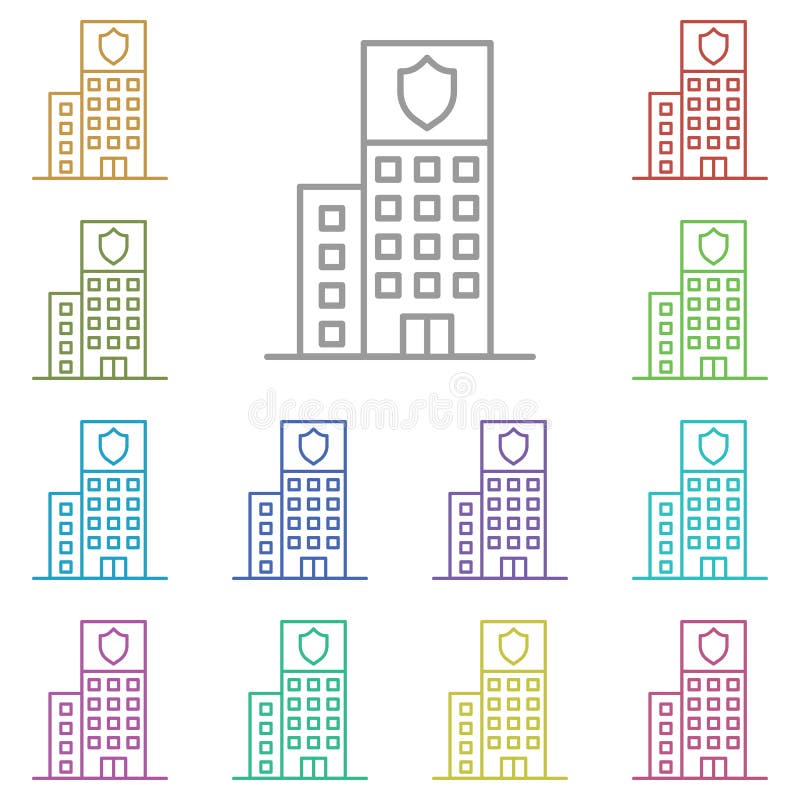 Building Multi Color Icon. Simple Thin Line, Outline of Buildings Icons for Ui and Ux, Website ...