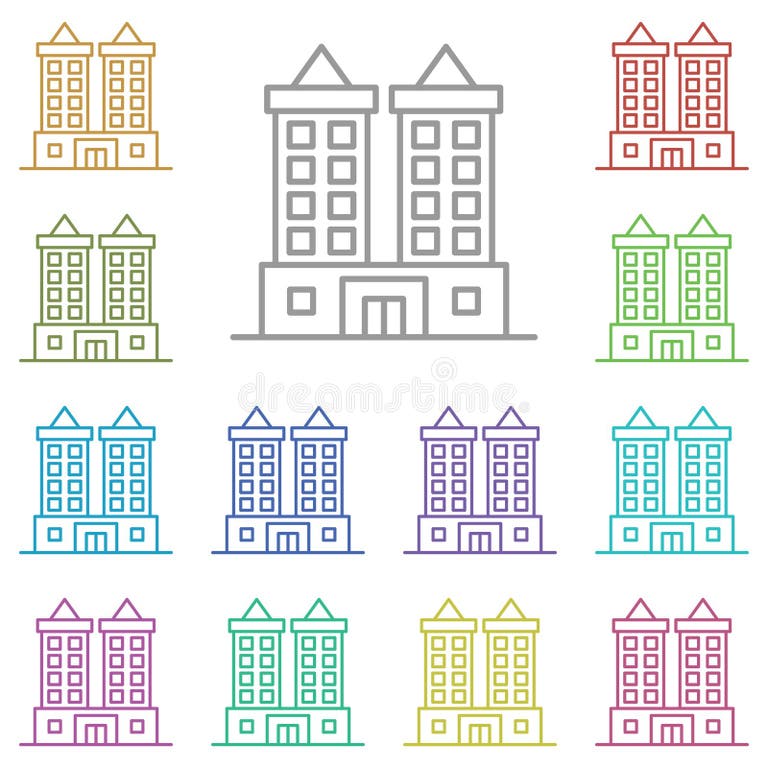 Building Multi Color Icon. Simple Thin Line, Outline of Buildings Icons for Ui and Ux, Website ...