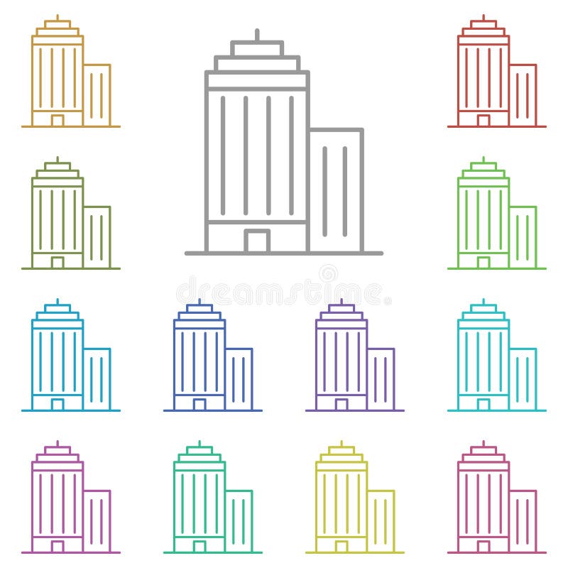Building Multi Color Icon Simple Thin Line Outline Of Buildings Icons For Ui And Ux Website