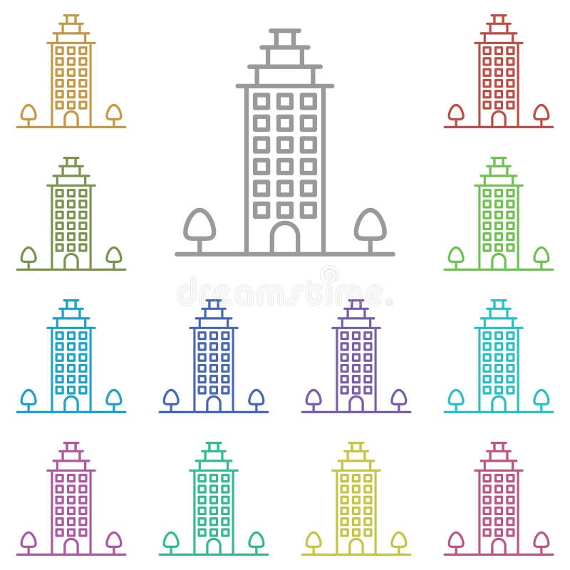 Building Multi Color Icon. Simple Thin Line, Outline of Buildings Icons for Ui and Ux, Website ...