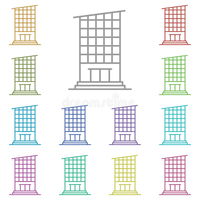 Building Multi Color Icon Simple Thin Line Outline Of Buildings Icons For Ui And Ux Website