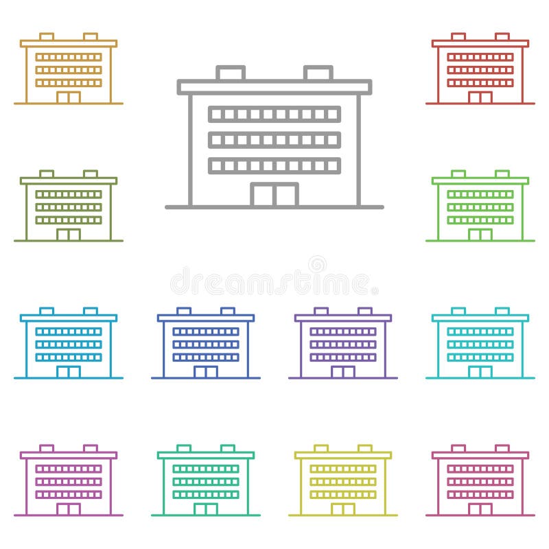 Building Multi Color Icon. Simple Thin Line, Outline of Buildings Icons for Ui and Ux, Website ...