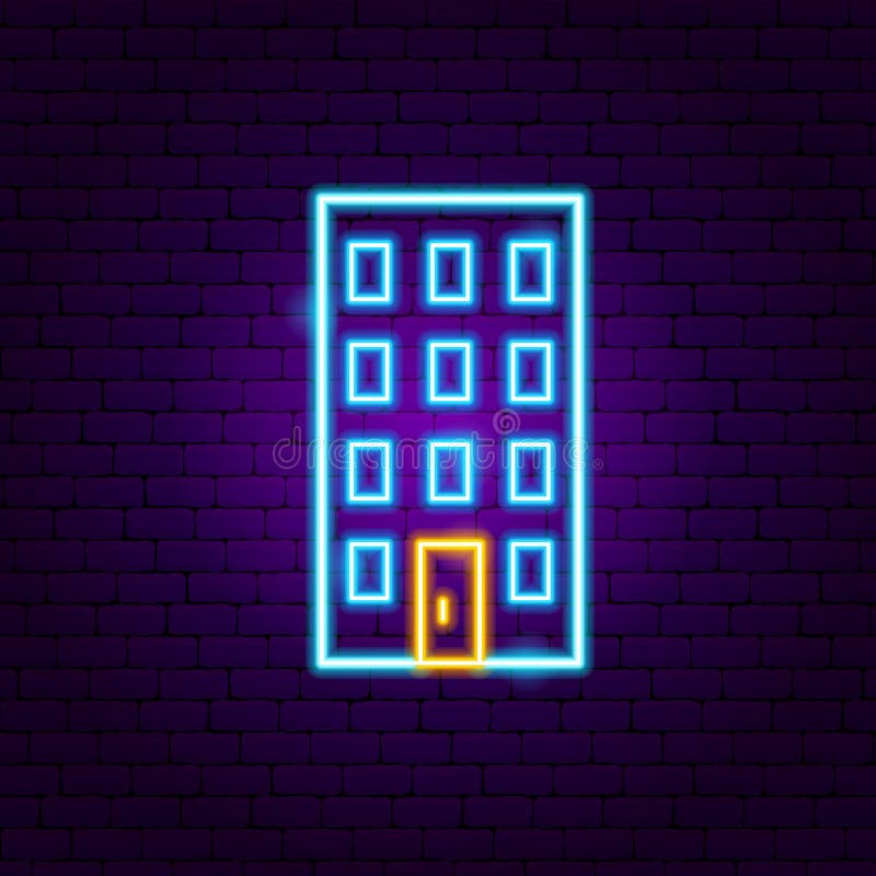 Building Neon Sign stock vector. Illustration of construction - 197131604