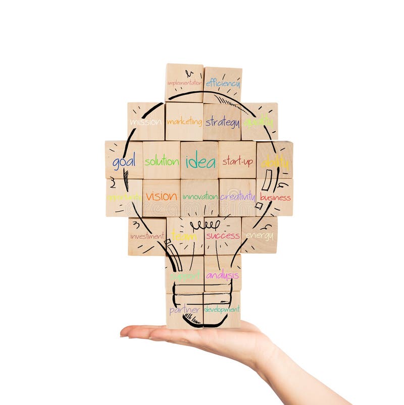 Building a New Creative Idea. Brick Wall with Drawn Lightbulb Stock ...