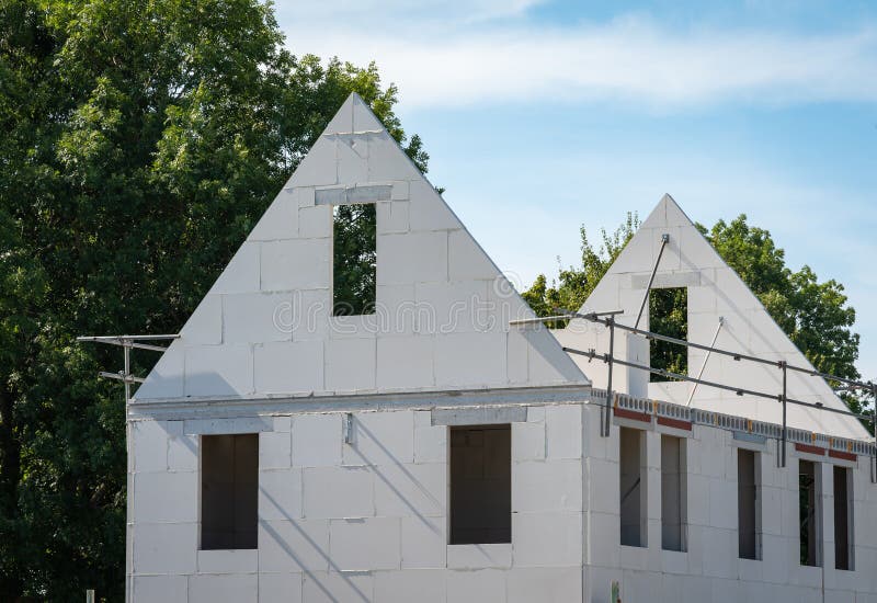 Building a New House. Frame of Modern House in Process of Construction ...