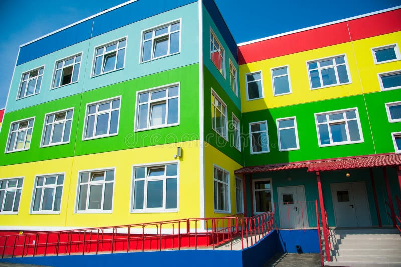 Modern And Colorful Kindergarten School Building Stock Image - Image of ...