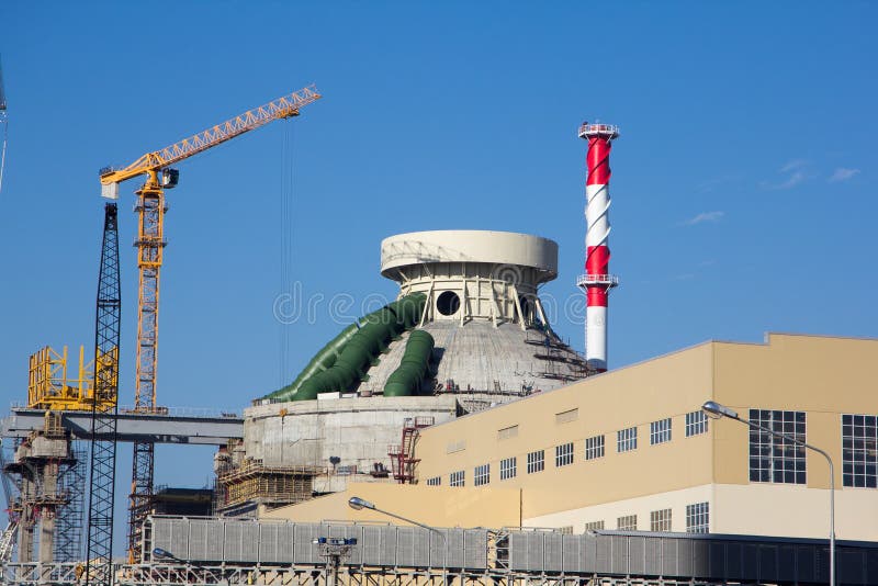 Building of New Nuclear Power Plant. Crane is Working Stock Image ...