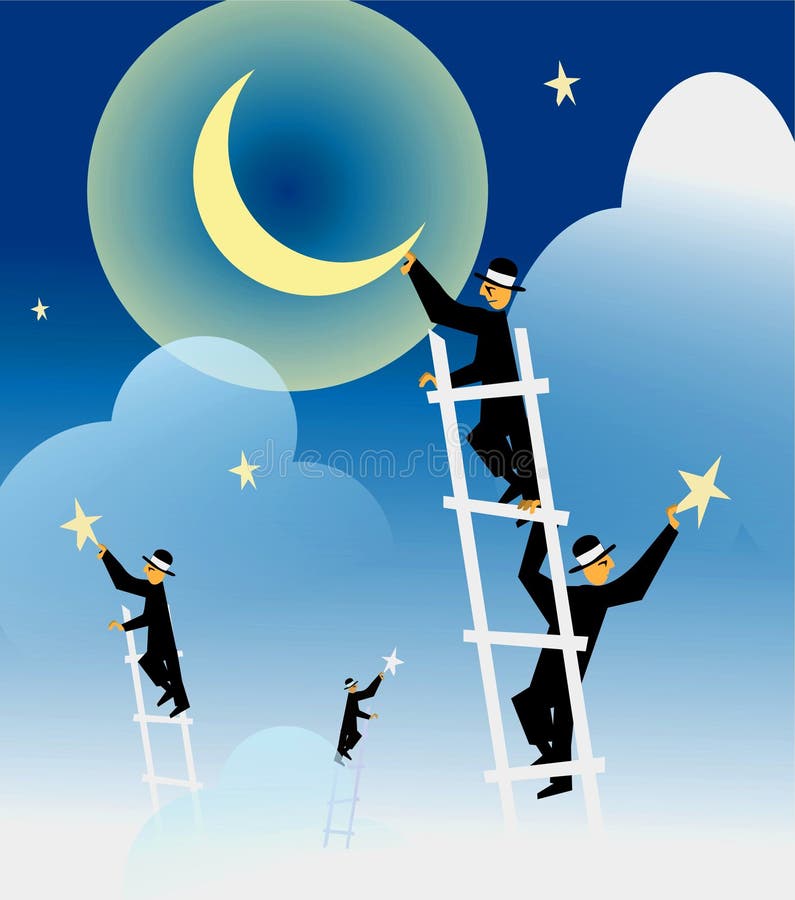 Building the night stock illustration. Illustration of team - 261989