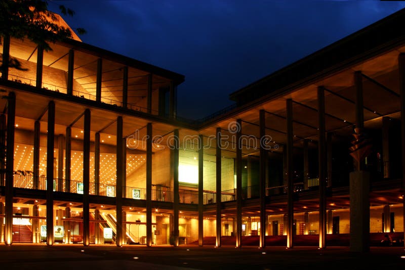 Building in night stock image. Image of performance, lighting - 980577