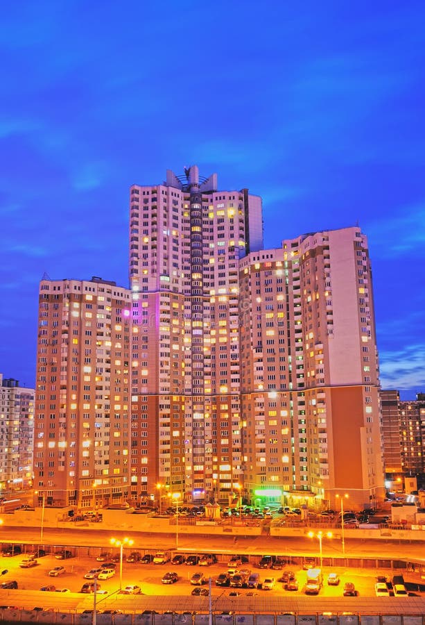 Building at night stock image. Image of dusk, facades - 85379811