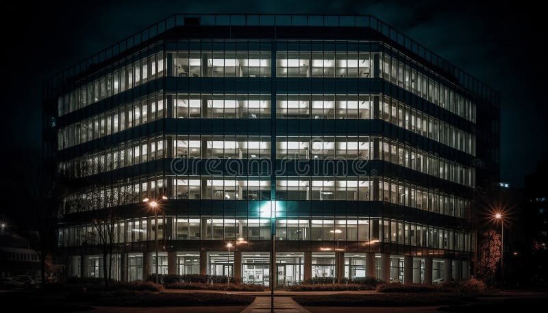 Office Building at Night Office Building Building at Night Stock ...