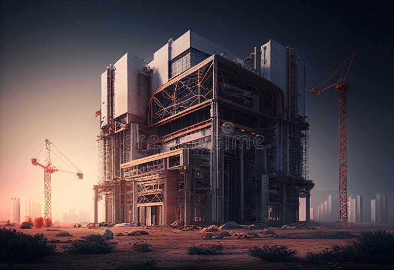 Site at Night Building Under Construction Building at Night Stock ...