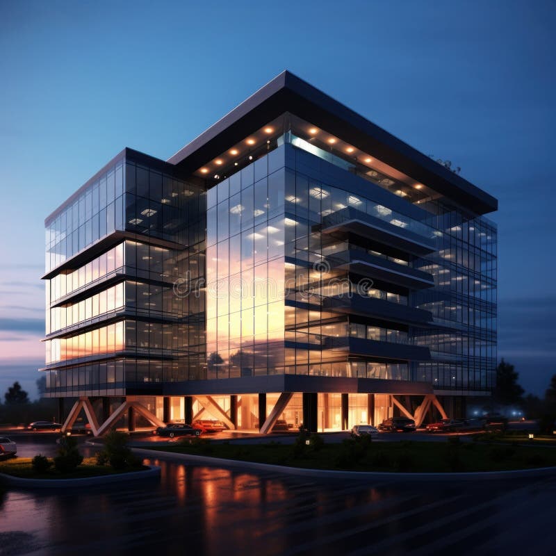 View of the City View of Building Building at Night Stock Illustration ...