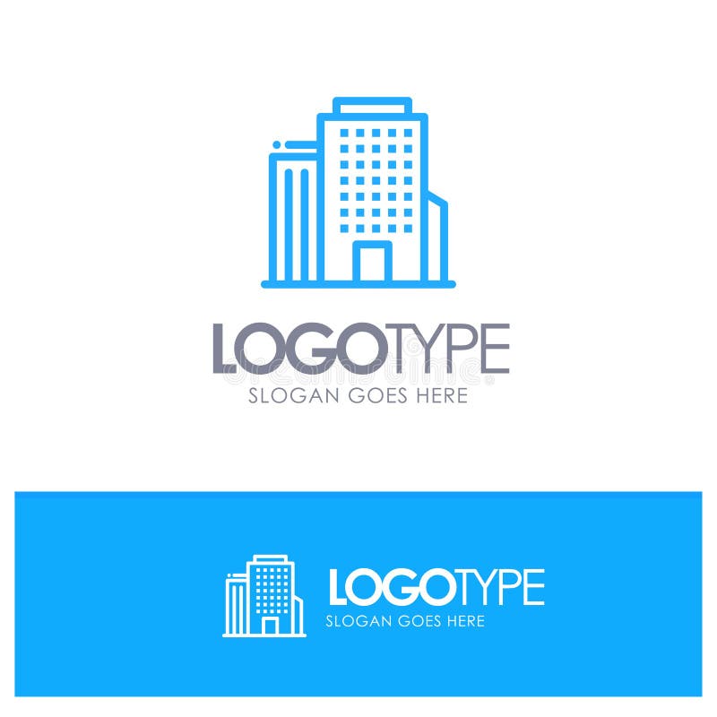 Building, Office, American Blue Outline Logo Place for Tagline Stock ...