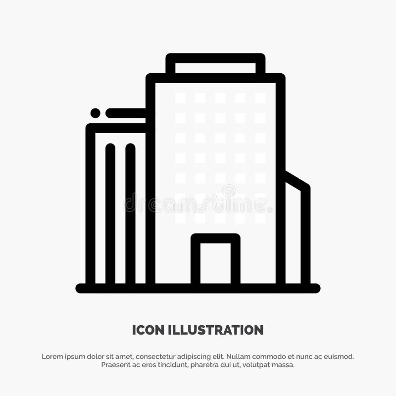 Building, Office, American Line Icon Vector Stock Vector - Illustration ...