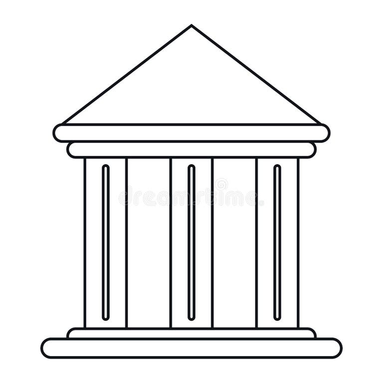 Building Office Bank Structure Outline Stock Vector - Illustration of ...