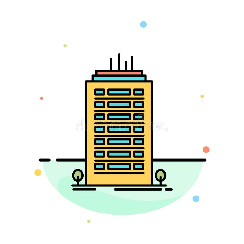 Building, Office, Skyscraper, Tower Abstract Flat Color Icon Template ...
