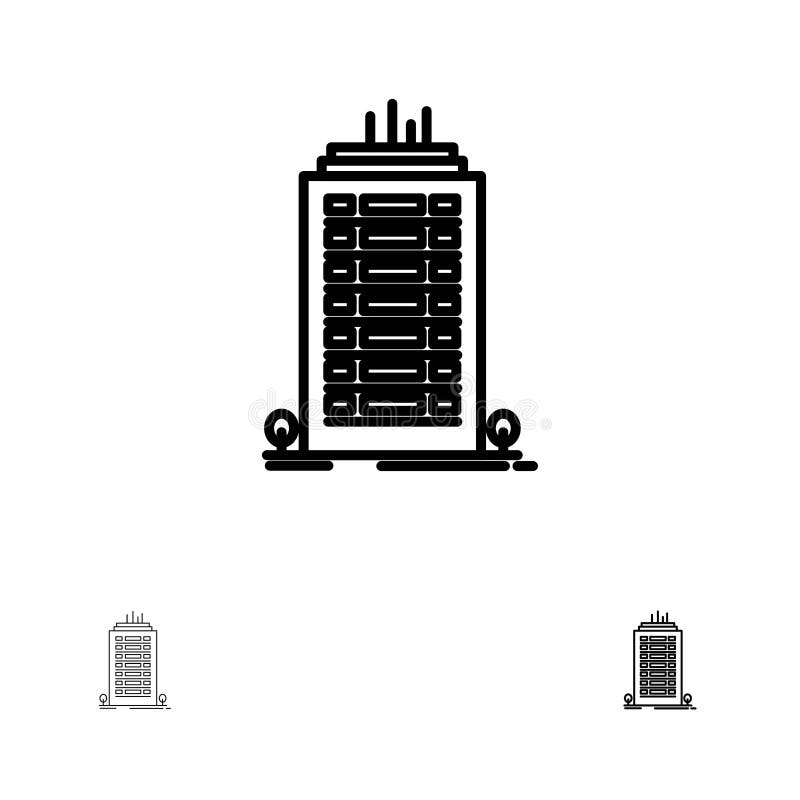 Building, Office, Skyscraper, Tower Bold and Thin Black Line Icon Set ...
