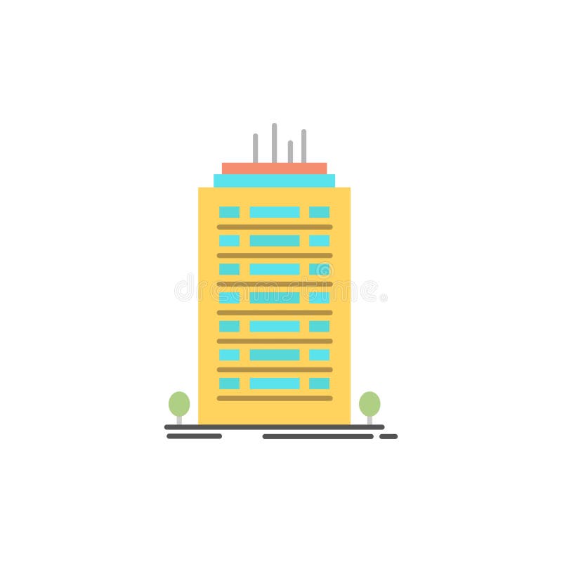 Building, Office, Skyscraper, Tower Flat Color Icon. Vector Icon Banner ...