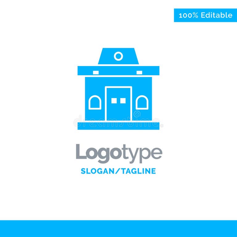 Building, Office, Ticket, Urban Blue Solid Logo Template. Place for ...