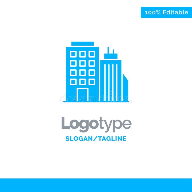 Building, Office, Tower, Head Office Blue Solid Logo Template. Place ...