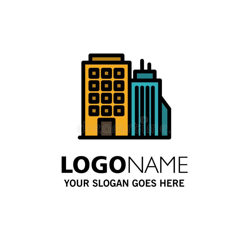 Building, Office, Tower, Head Office Business Logo Template. Flat Color ...