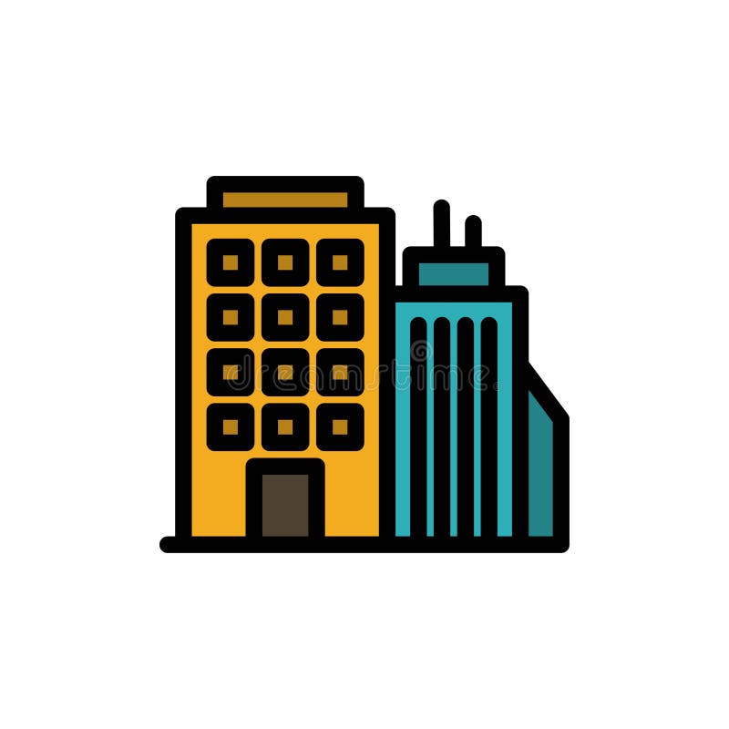Building, Office, Tower, Head Office Flat Color Icon. Vector Icon ...