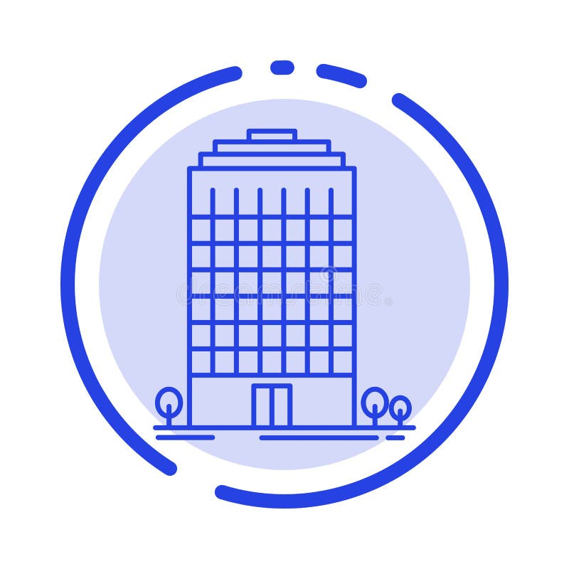 Building, Office, Tower, Space Blue Dotted Line Line Icon Stock Vector ...