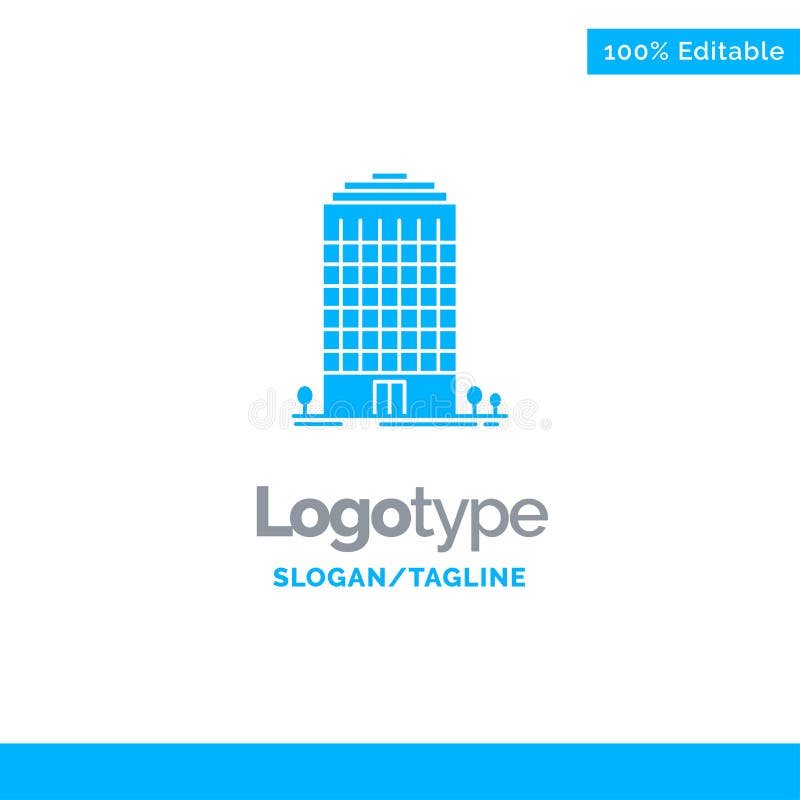Building, Office, Tower, Space Blue Solid Logo Template. Place for ...