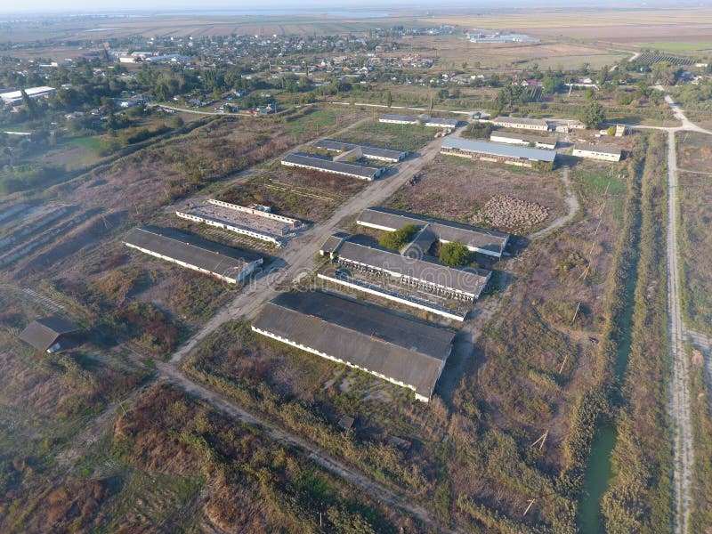 The Building of an Old Farm for Cattle. Top View of the Farm Editorial ...