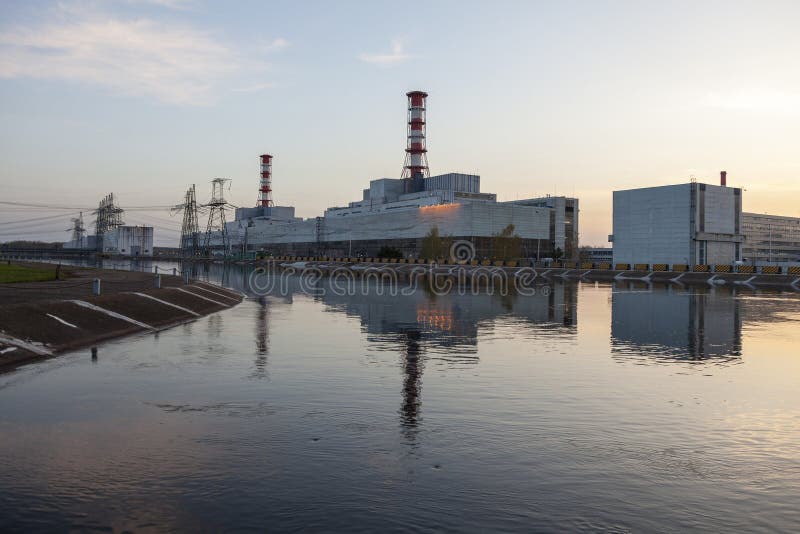 The Building of an Old Nuclear Power Plant Against the Background of ...