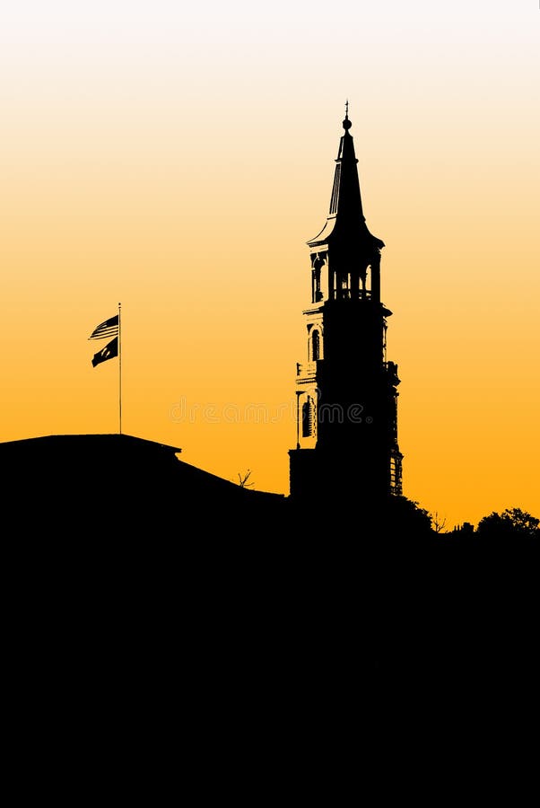 Building on Orange Background Stock Illustration - Illustration of ...