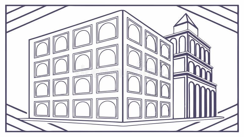 Building Outline Architectural Perspective, Vector Design Generative AI ...