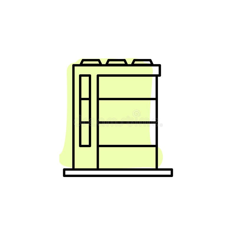 Building Outline with Color Shadow Vector Icon in Building Set Stock ...