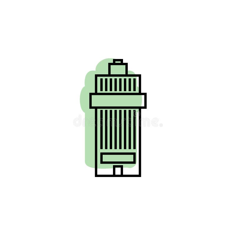 Building Outline with Color Shadow Vector Icon in Building Set Stock ...