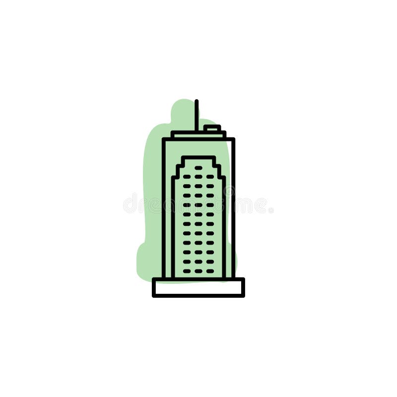 Building Outline with Color Shadow Vector Icon in Building Set Stock ...