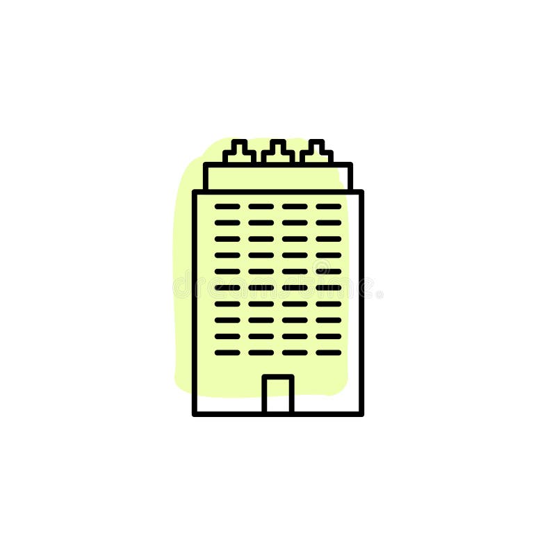 Building Outline with Color Shadow Vector Icon in Building Set Stock ...