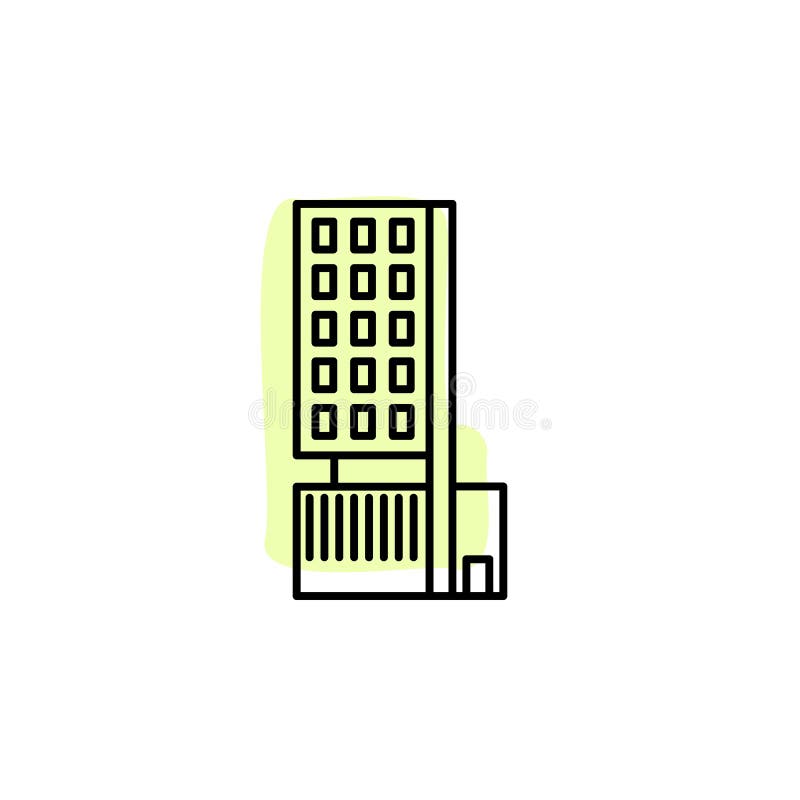 Building Outline with Color Shadow Vector Icon in Building Set Stock ...
