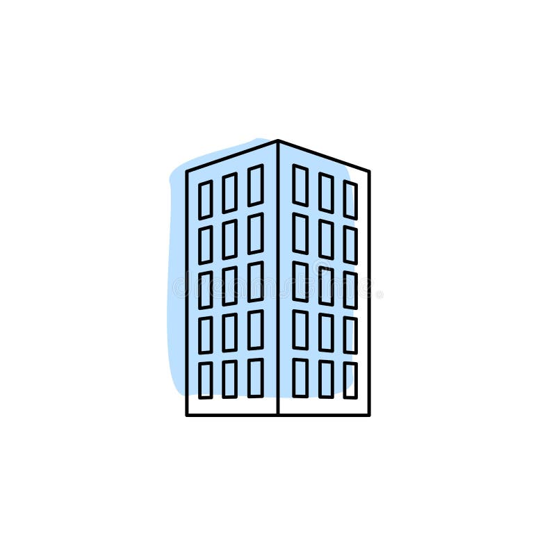Building Outline with Color Shadow Vector Icon in Building Set Stock ...