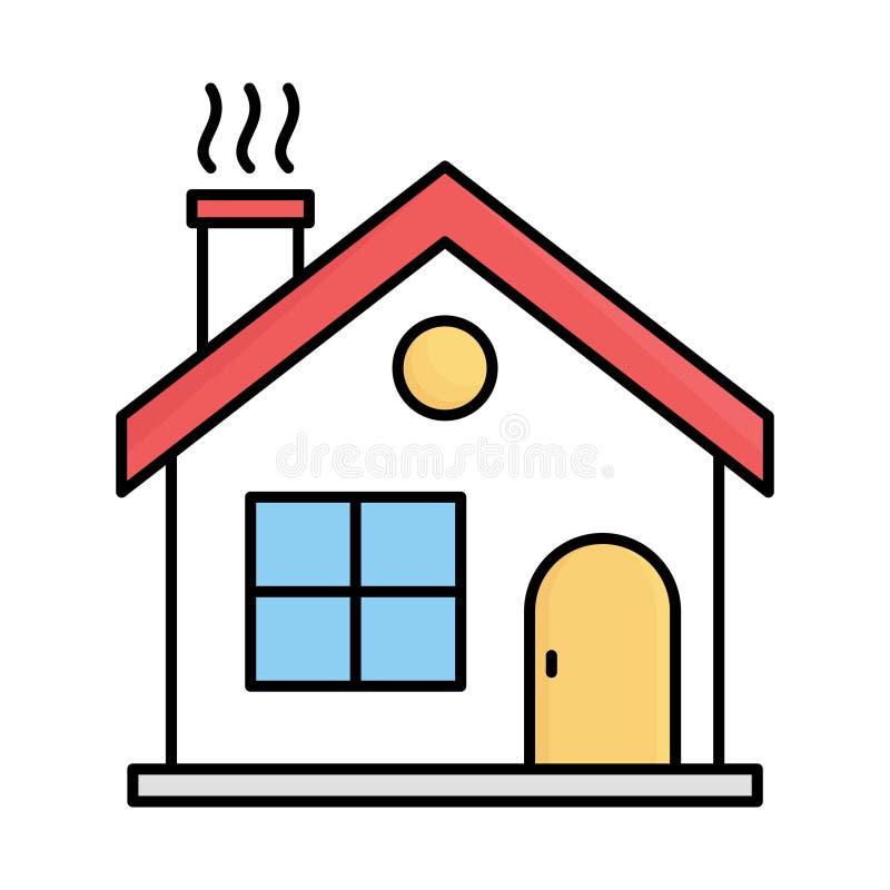 Building Outline with Fill Color Vector Icon Which Can Easily Modify or ...