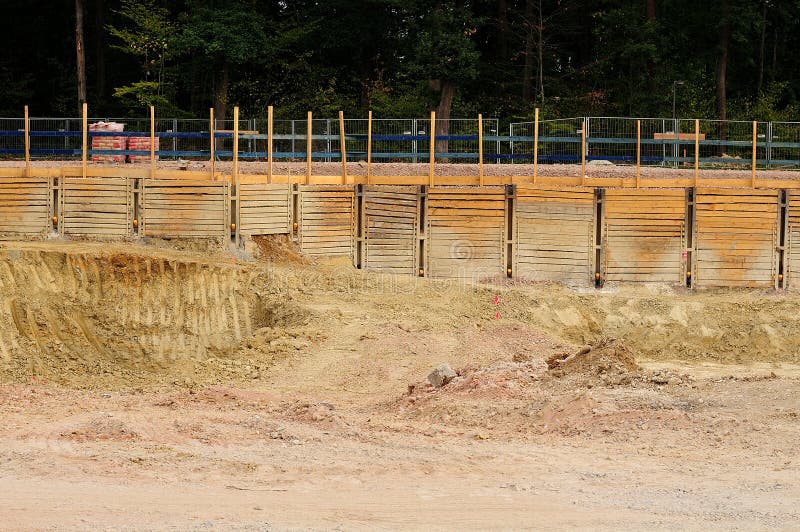 Building Pad with Wooden Formwork Stock Image - Image of wood, building ...