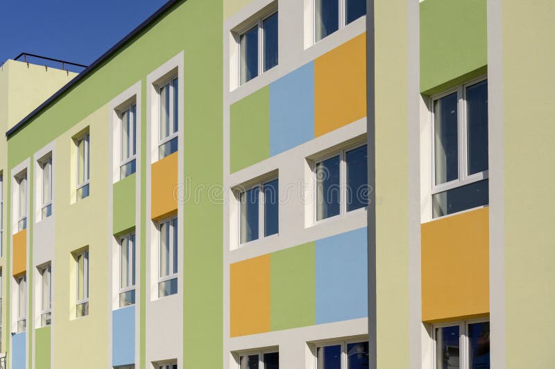 A Building Painted with Different Colored Paints Stock Photo - Image of ...
