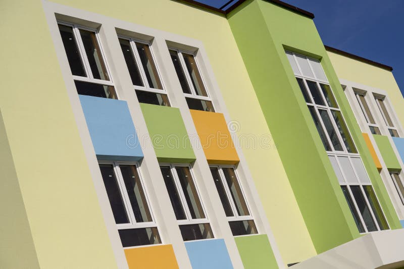 A Building Painted with Different Colored Paints Stock Photo - Image of ...