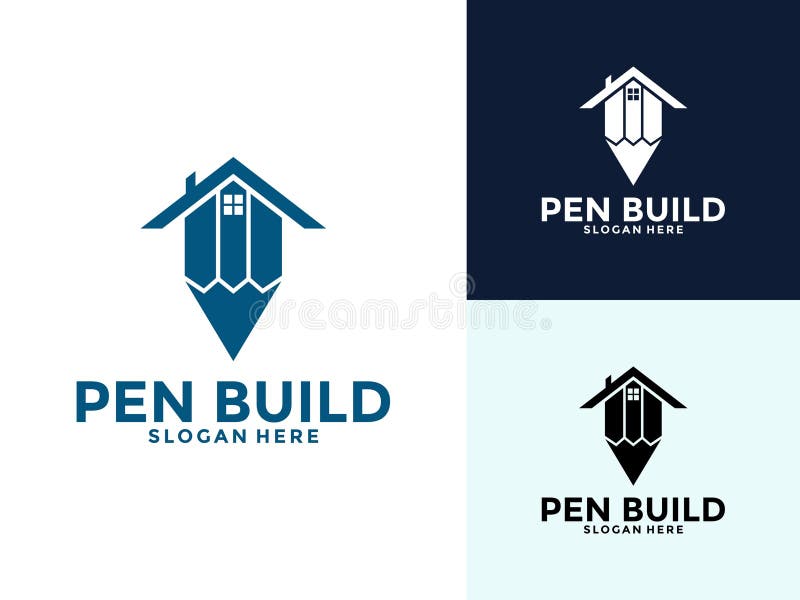 Building Pen Logo Vector Illustration, Unique Combination Pen with ...
