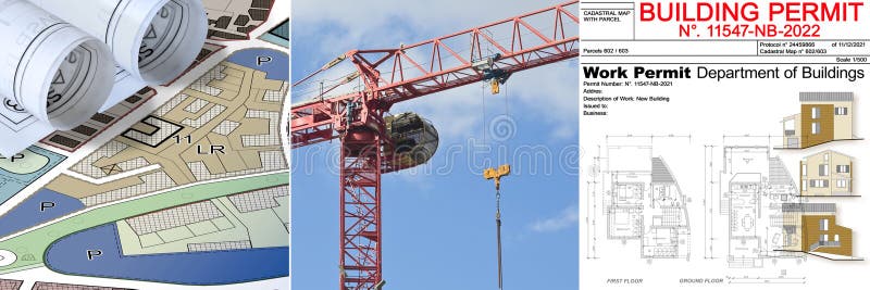 Building Permit Banner Concept with Imaginary Cadastral Map ...