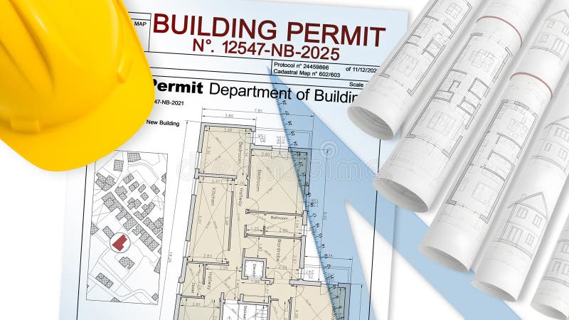 BUILDING PERMIT CONCEPT in CONSTRUCTION INDUSTRY and BUILDINGS ACTIVITY - Concept with ...